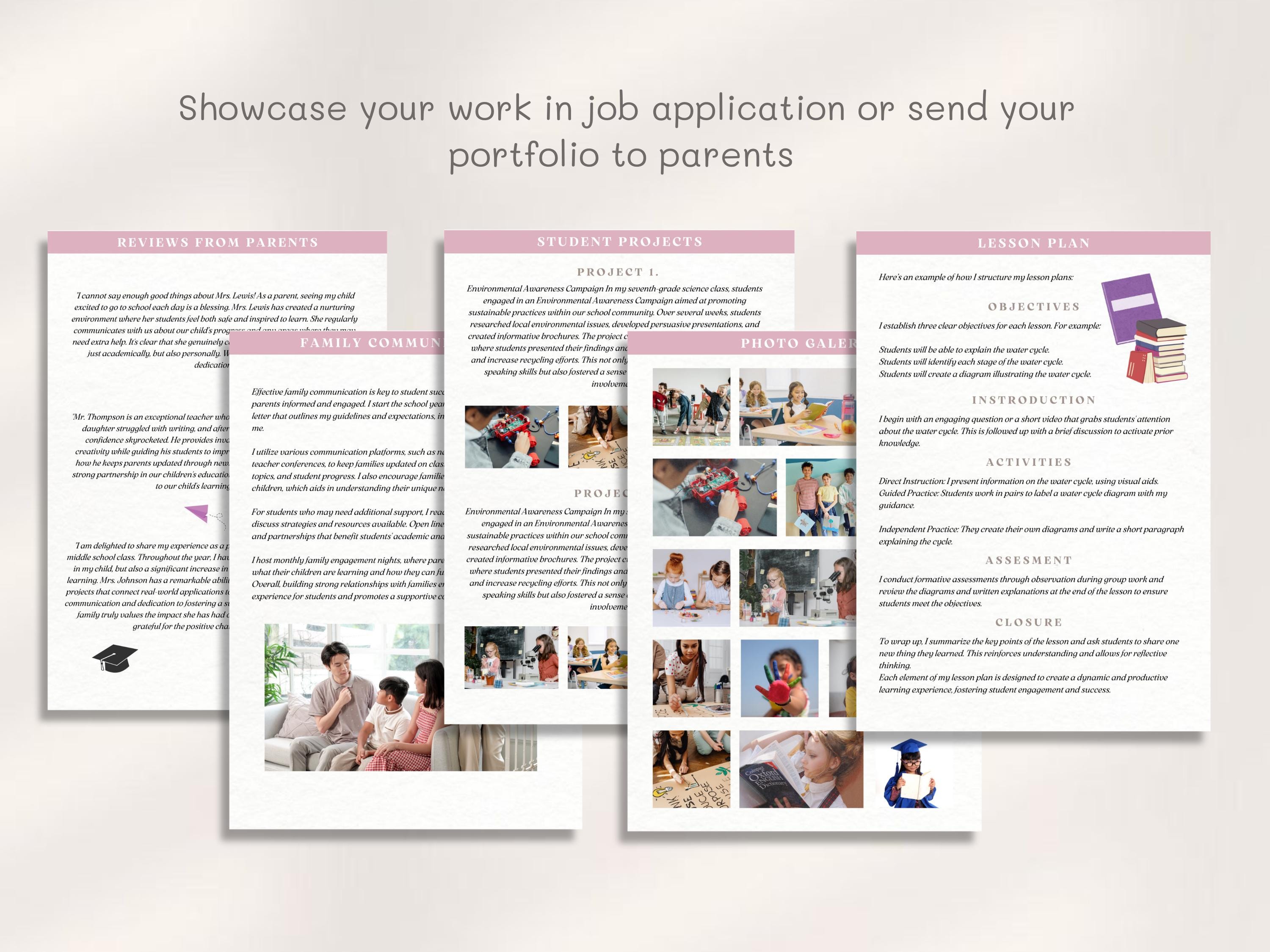 Printable Teacher Portfolio Template Creative Portfolio Teacher Resume ...
