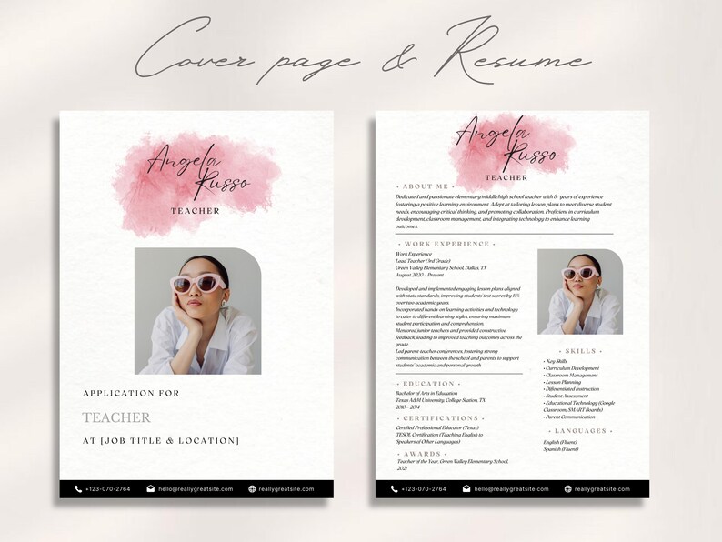 Professional Teacher Resume Template Modern Canva Resume Template With ...