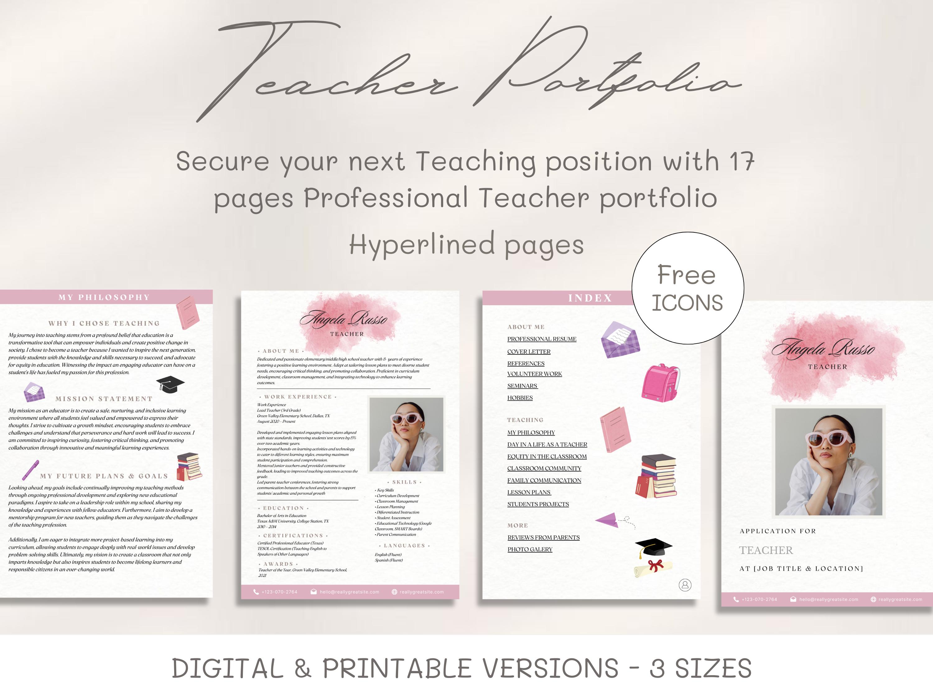 Digital Teacher Portfolio Template Educator Portfolio Canva CV With ...