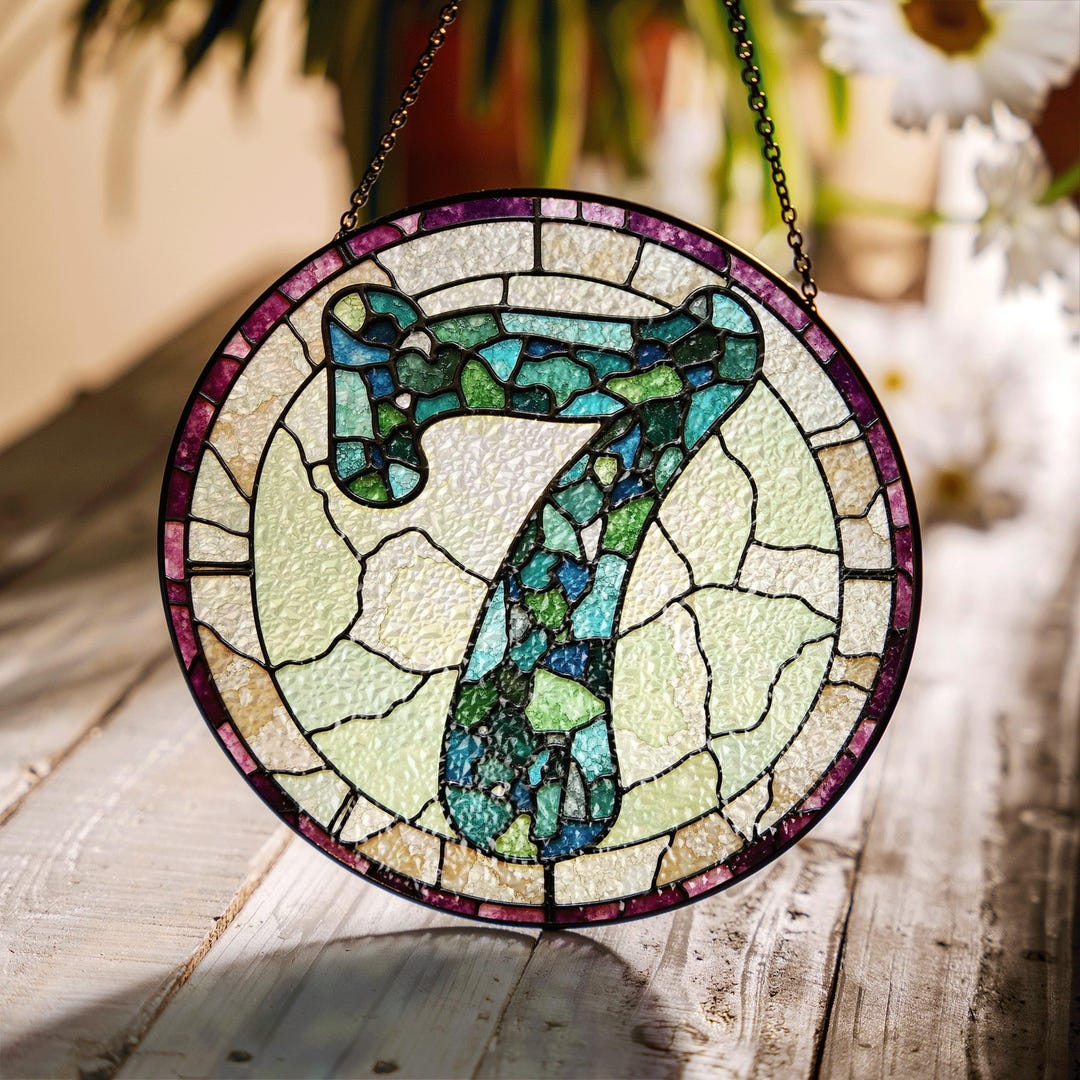 Stained Glass Number 7 Suncatcher Mosaic Gift for Loved Ones Beautiful ...