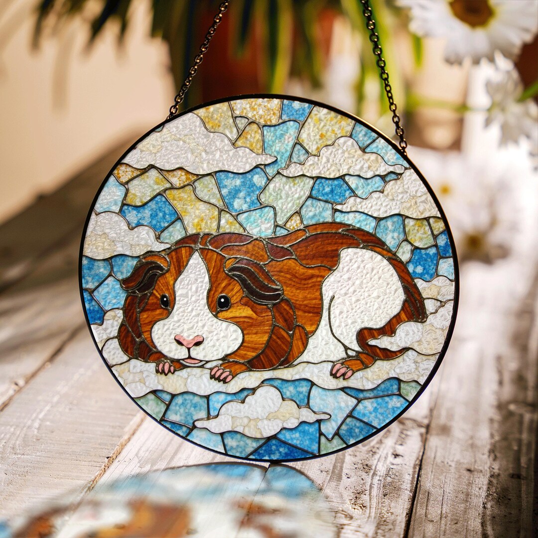 Guinea Pig Stained Glass Suncatcher Window Hanging Gift for Animal ...