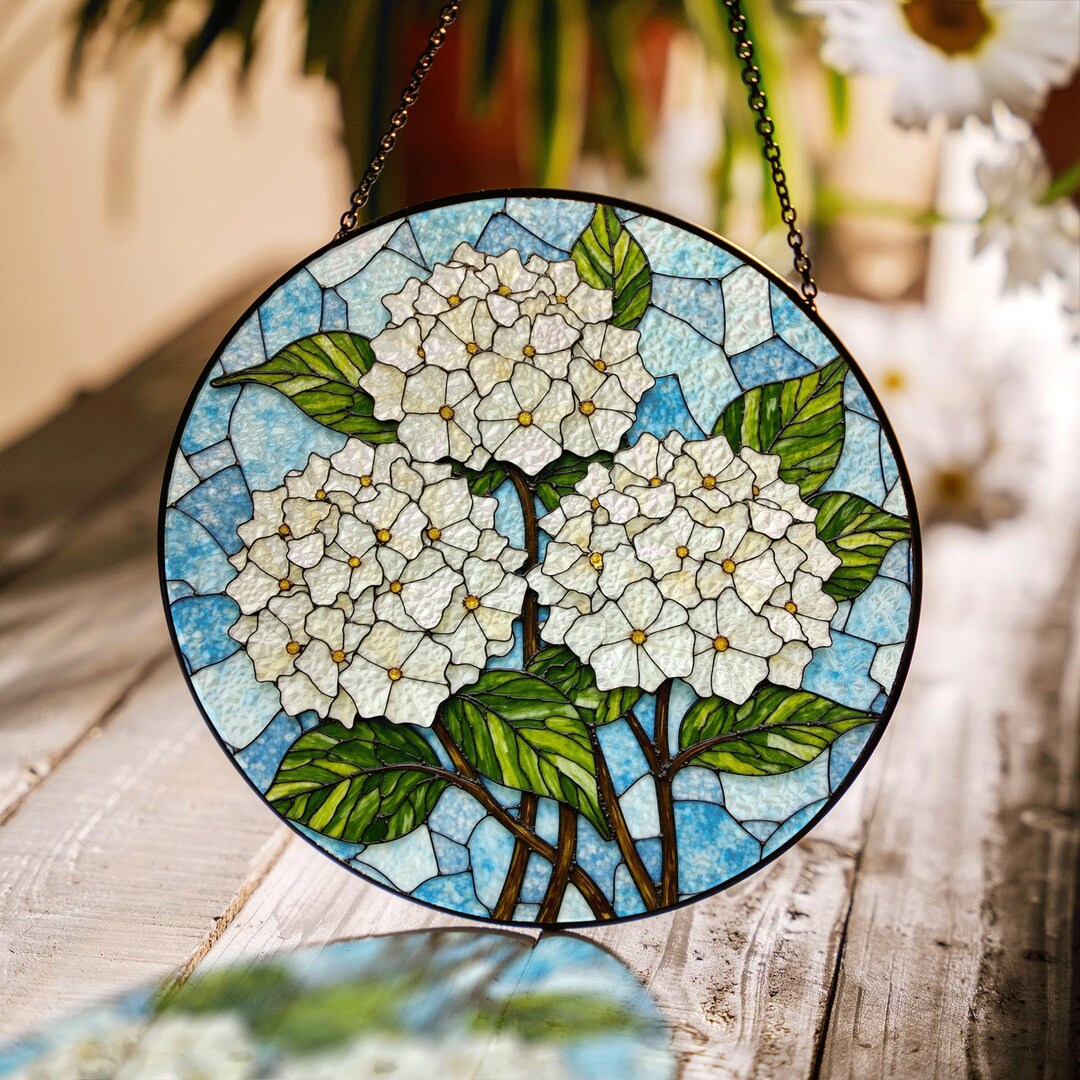 Hydrangea Stained Glass Suncatcher Window Decor Gift for Mom Friend - Etsy