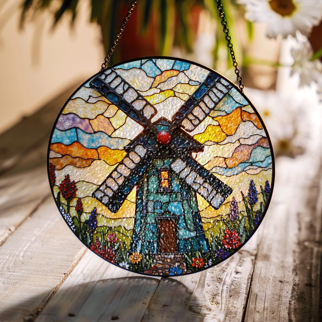 Stained Glass Windmill Suncatcher Window Decor Gift for Her - Etsy