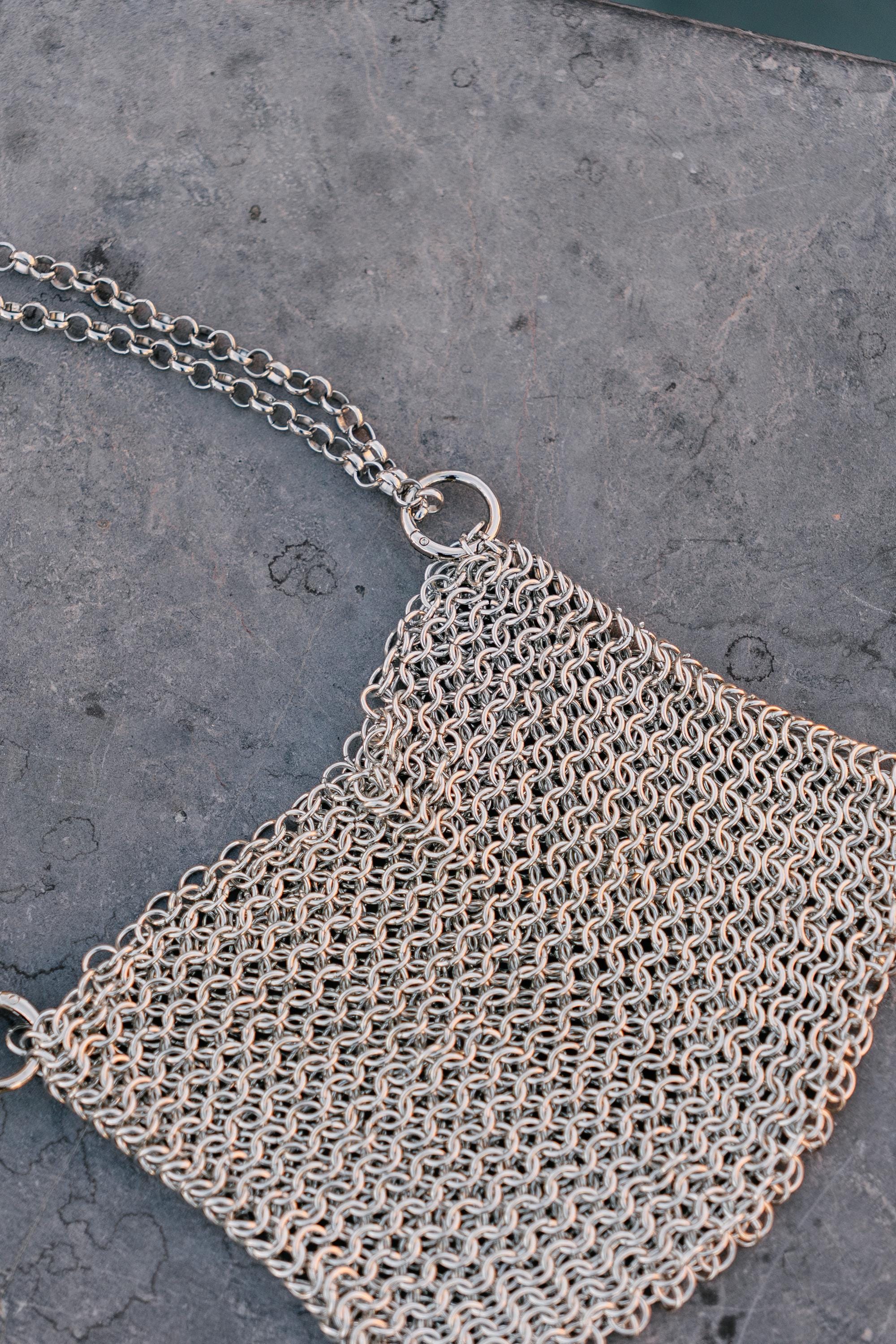 Silver Chainmail Evening Bag: Metallic Handmade Clutch,luxury Bag ...