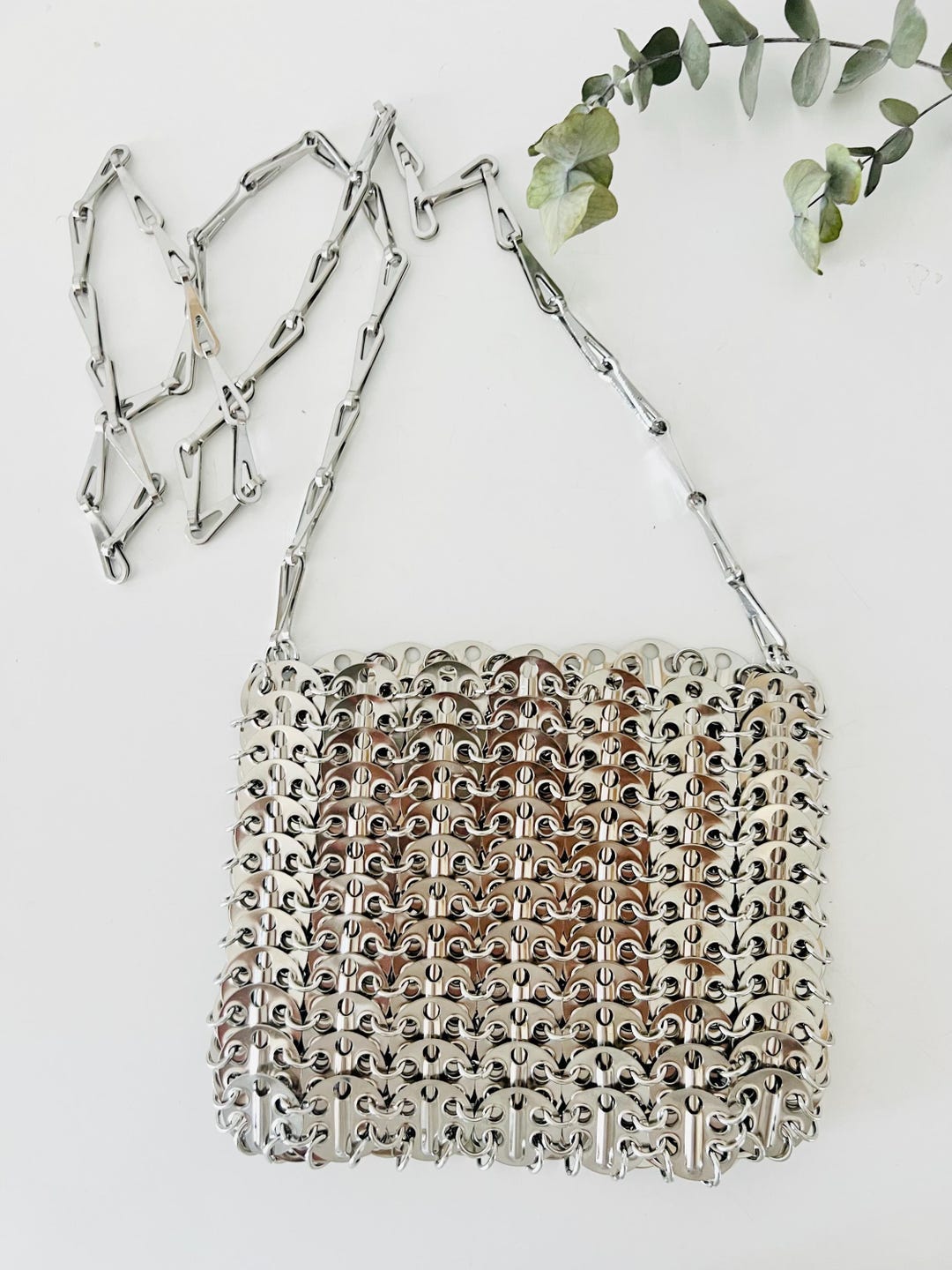 Silver Metal Disc Bag: Luxury Chainmail Evening Clutch,handmade Bag ...
