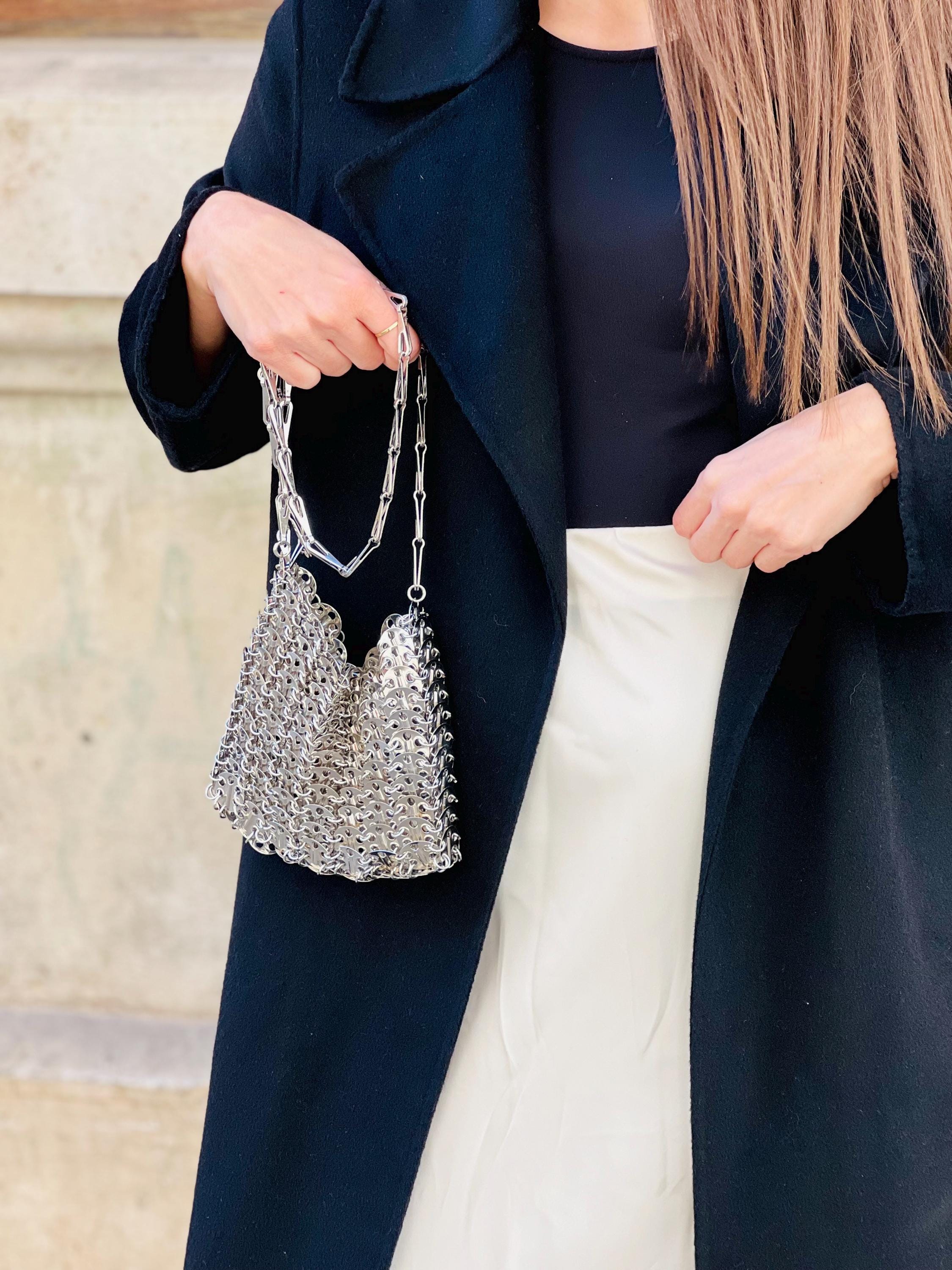Silver Metal Disc Bag: Luxury Chainmail Evening Clutch,handmade Bag ...