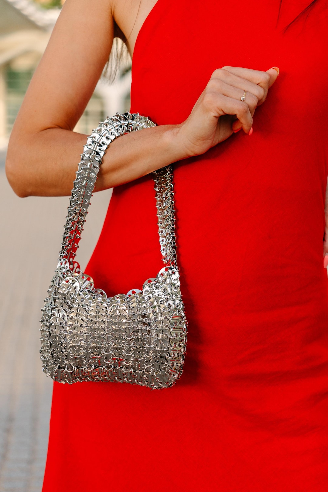 Handmade Silver Metal Disc Bag: Chainmail Evening Shoulder Purse - Etsy