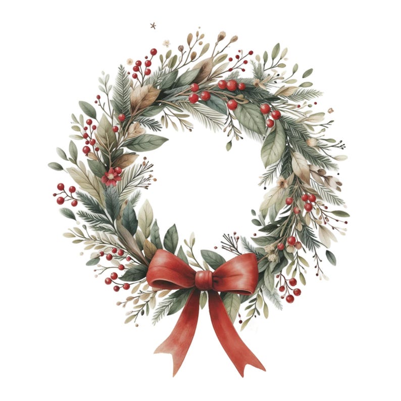 Christmas Wreath Clipart, Transparent Background, PNG, Commercial Use ...