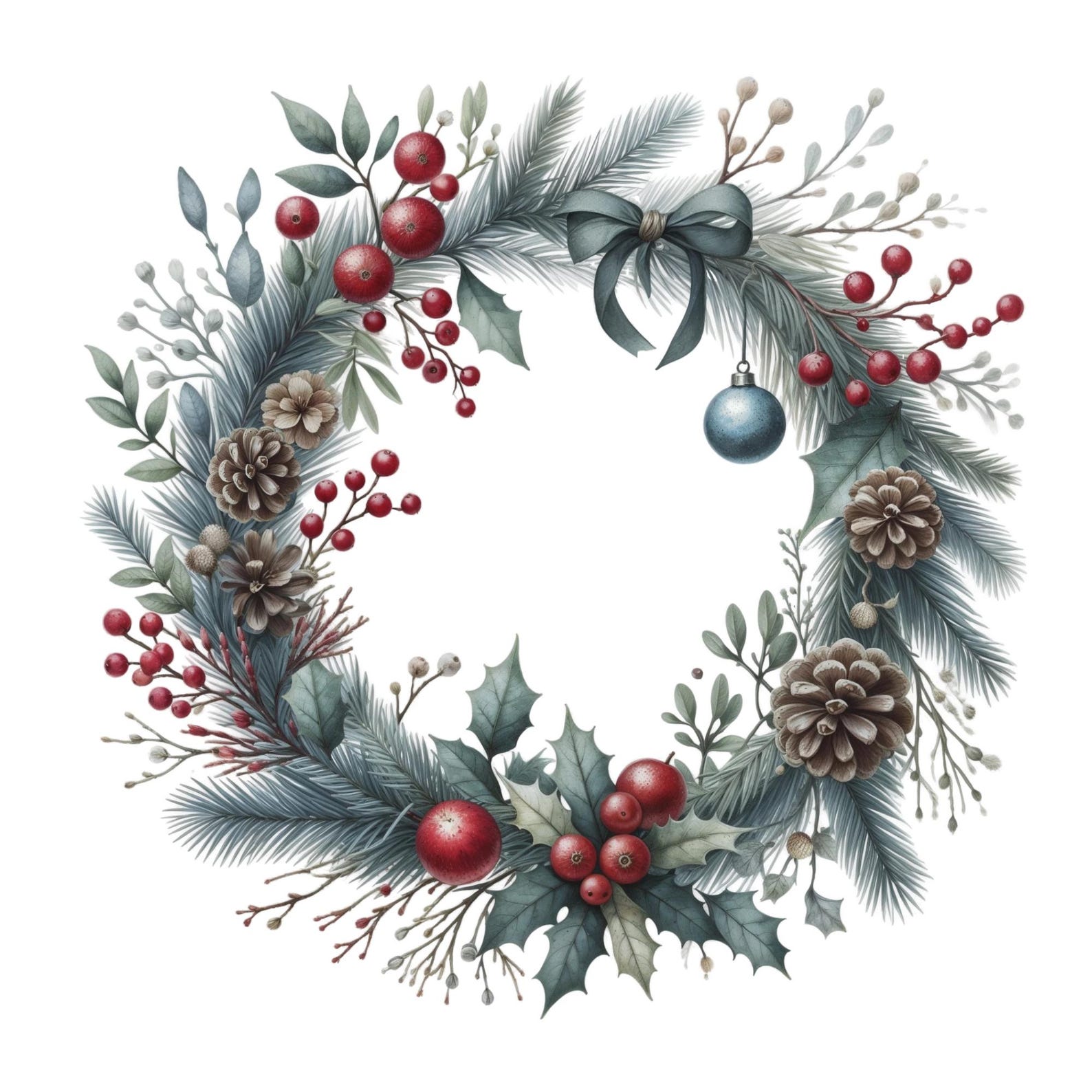 Christmas Wreath Clipart, Transparent Background, PNG, Commercial Use ...