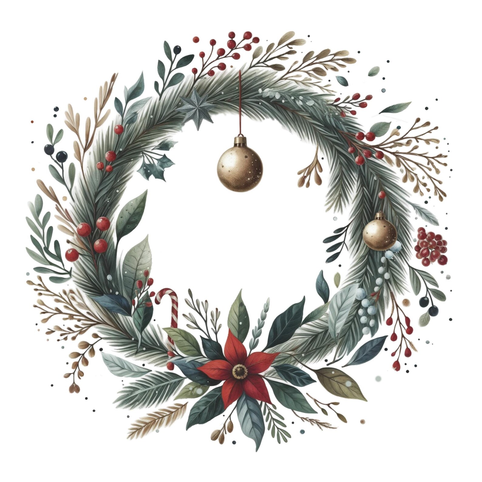 Christmas Wreath Clipart, Transparent Background, PNG, Commercial Use ...