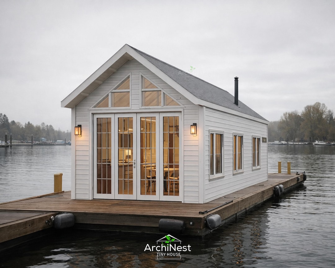 14' X 28' Modern Minimal Waterfront Tiny House | 2-story | Floating ...