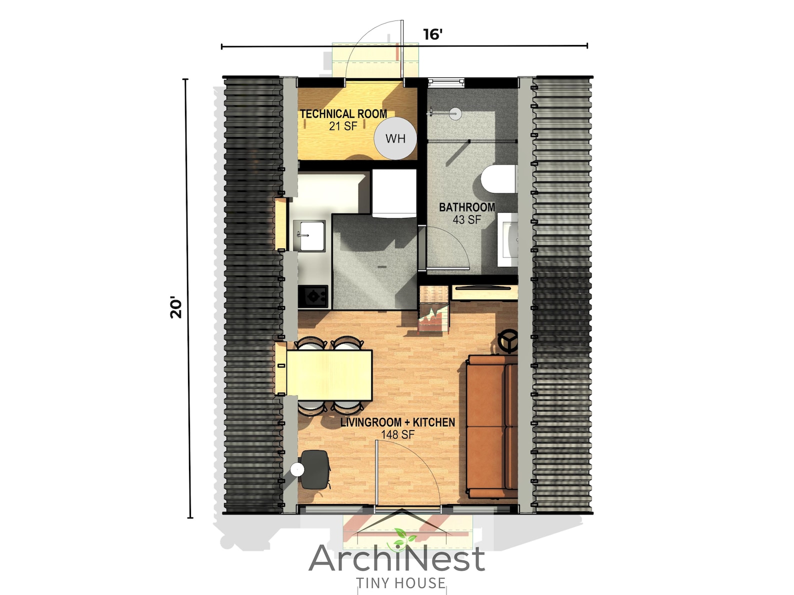 16x20 A-frame Tiny House Plan - 350 Sq Ft Cabin Design - PDF Download ...