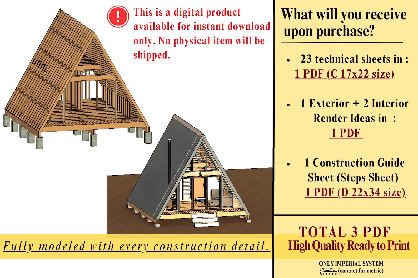 20' X 20' A-frame House Plan: Small Lofted Retreat (PDF Download Only ...