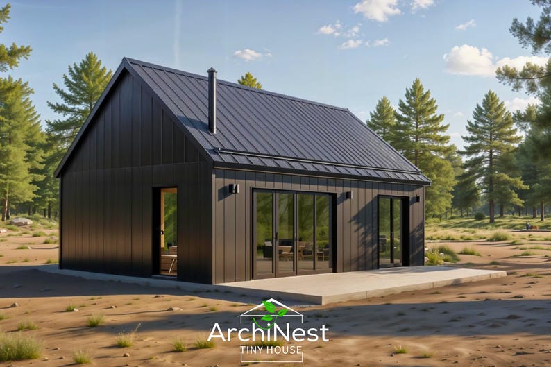 Modern Barn House Plan | 2 Bed Cabin With Loft (PDF Download) , 16' X ...