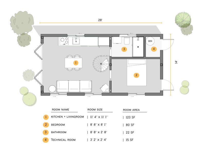 14' X 28' Modern Minimal Waterfront Tiny House | 2-story | Floating ...