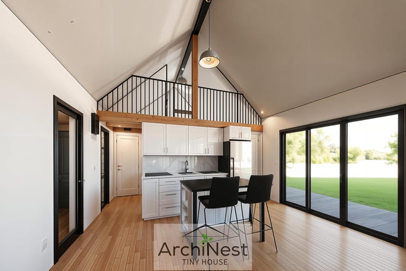 Modern Barn House Plan | 2 Bed Cabin With Loft (PDF Download) , 16' X ...
