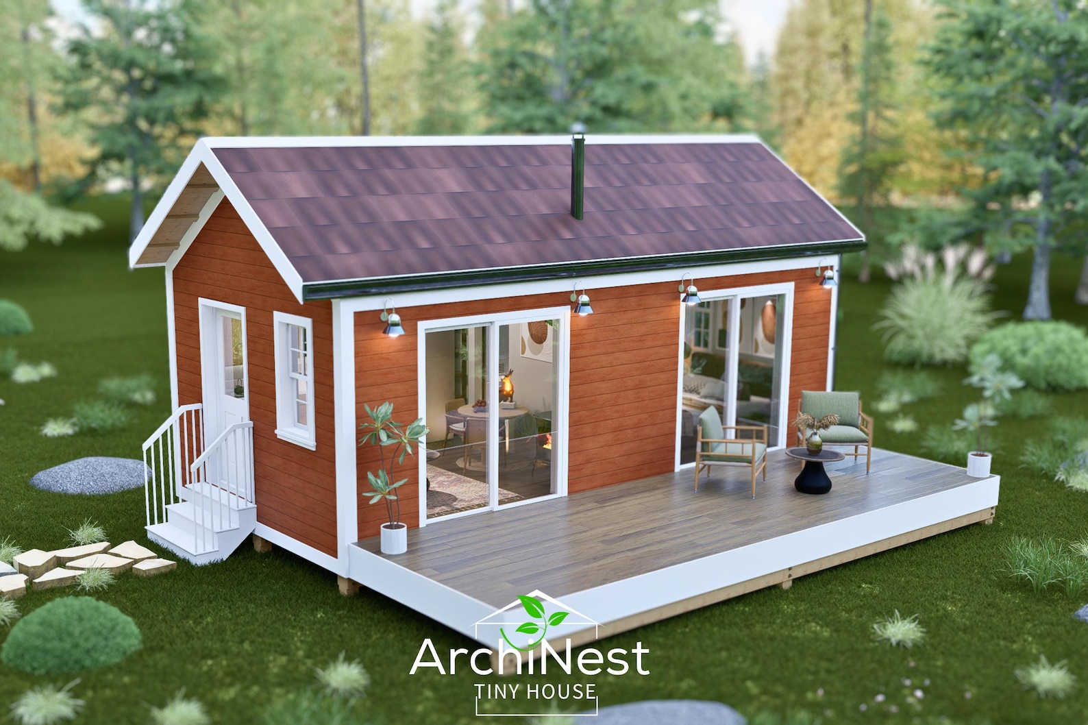 12' X 24' Tiny House Plan: 1 Bedroom Cabin Design (288 Sq Ft), (PDF ...
