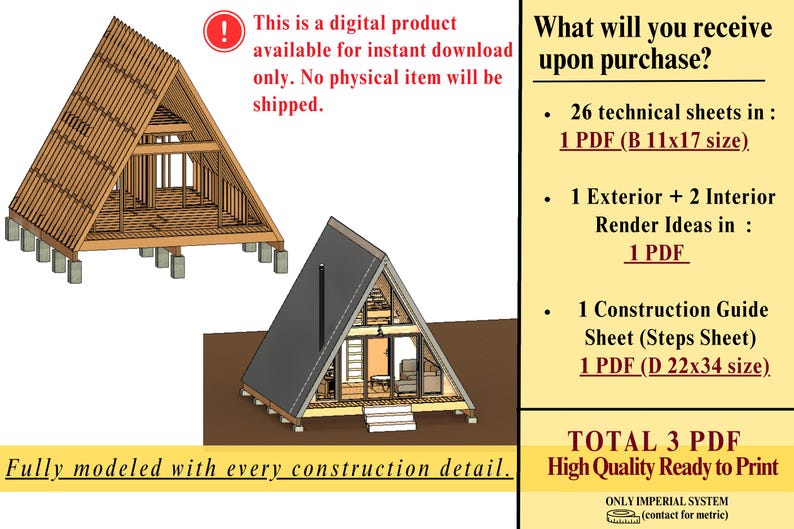 20' X 20' A-frame Cabin Plan: Small Lofted Retreat (PDF Download Only ...