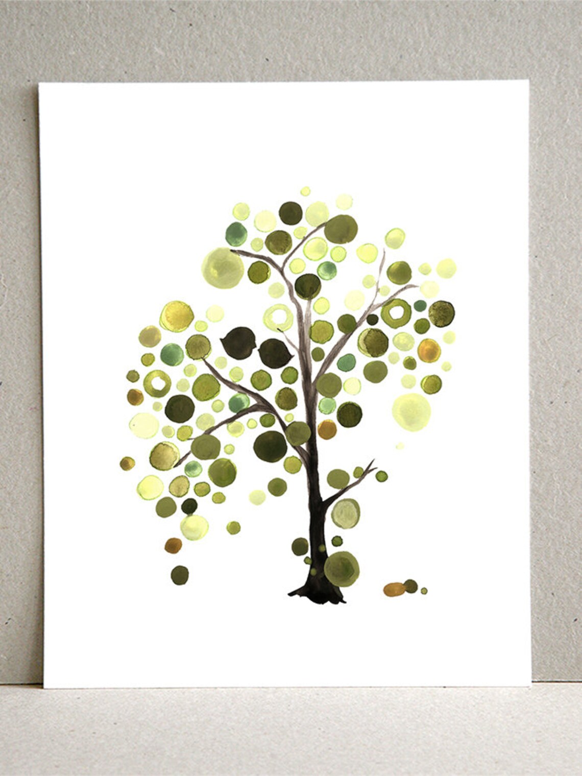 Asymmetrical Olive Green Tree Giclee Art Print - Etsy