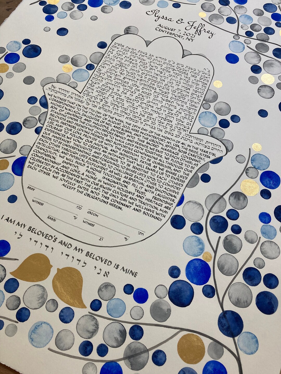Gold Leaf Gilded Hamza Ketubah > Custom Color Ketubah Khamsa - Etsy