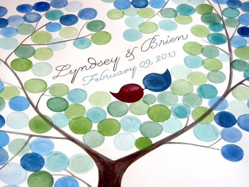 Think Navy Blue With Green or Custom Watercolor Accent | Etsy