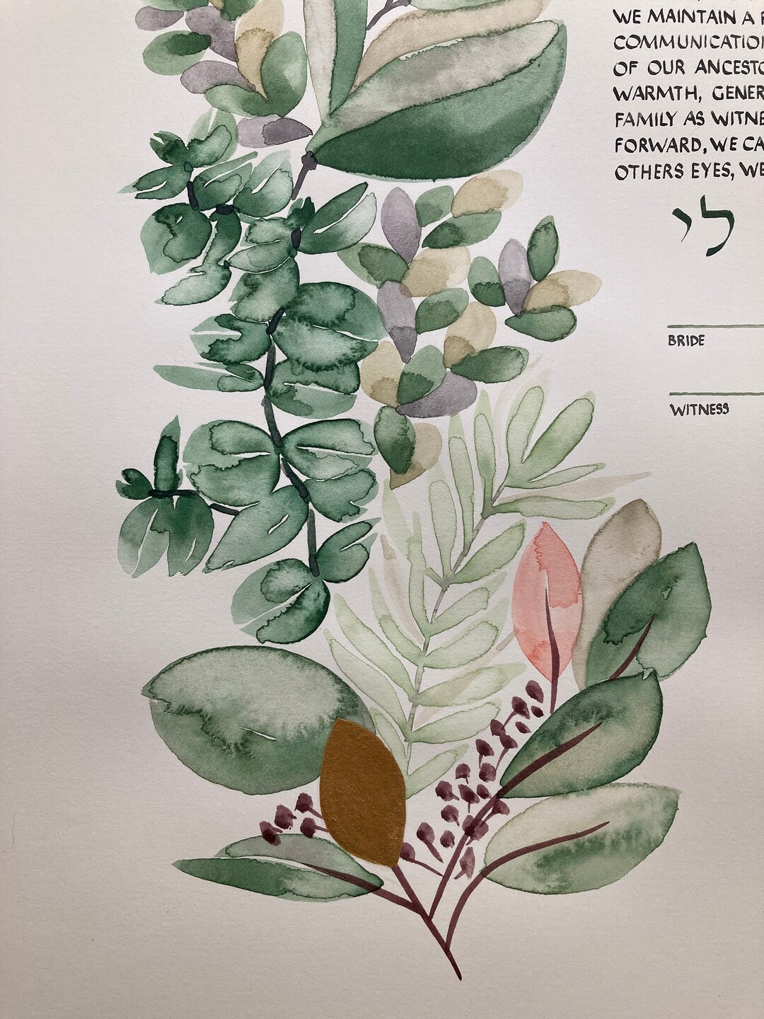 Gilded Custom Greenery Unique Ketubah - Etsy