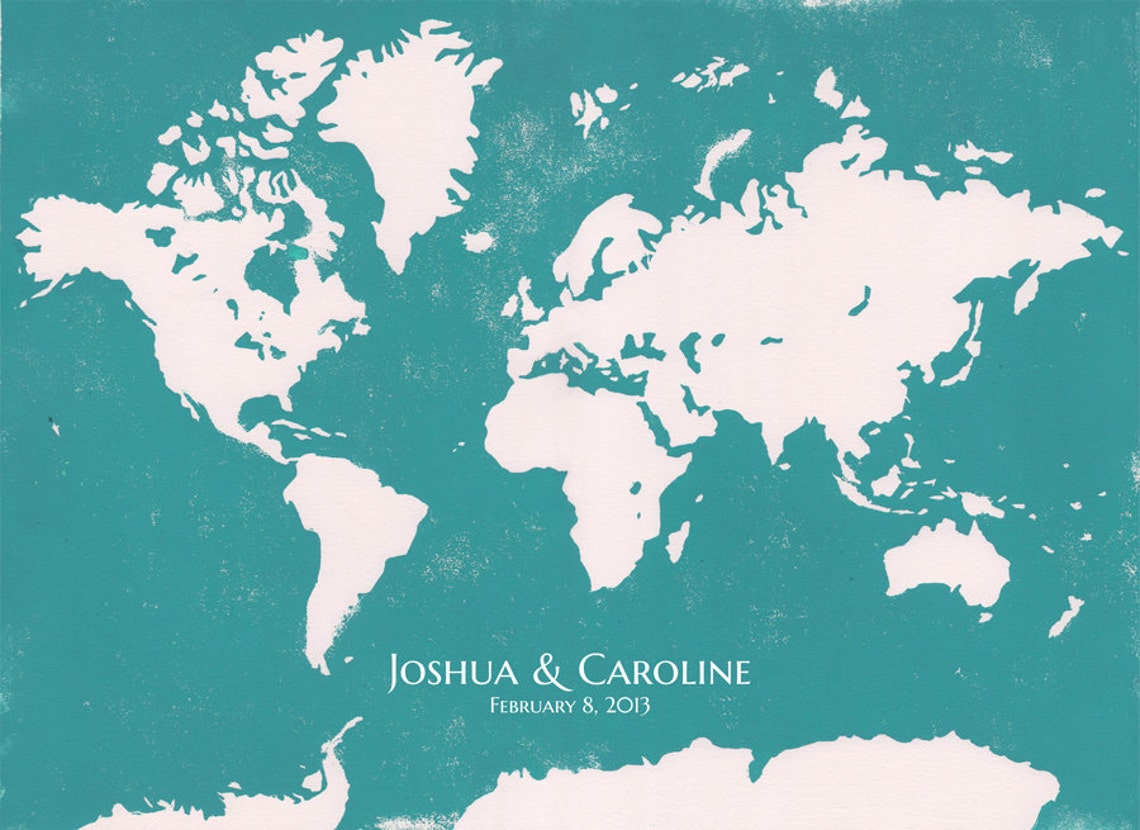 WORLD MAP Alternative Guest Book Wedding Print Modern | Etsy