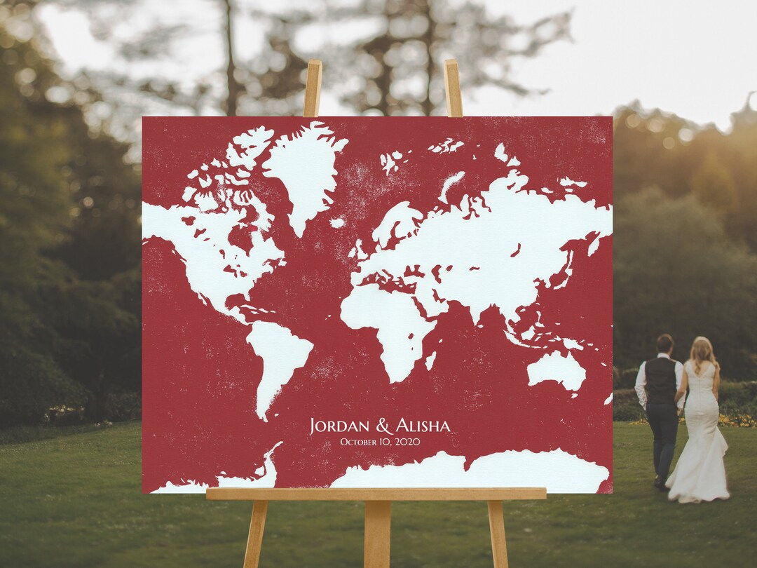 World Map Custom Personalized Guest Book Print WORLD MAP - Etsy