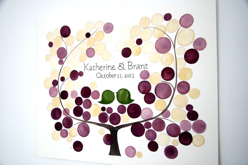 Wedding Guest Book Tree Watercolor Art Painting Wall Art | Etsy
