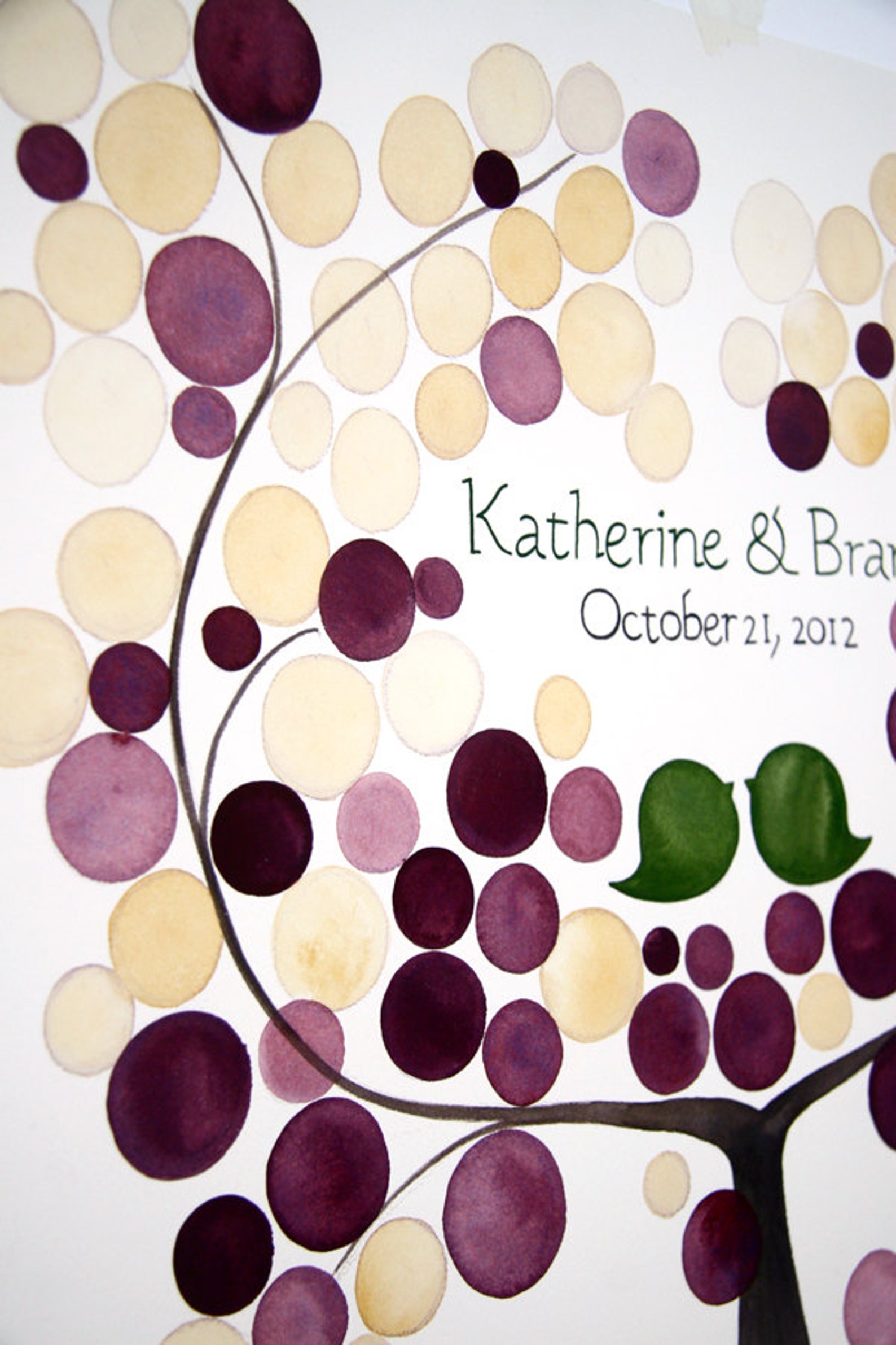 Wedding Guest Book Tree Watercolor Art Painting Wall Art | Etsy