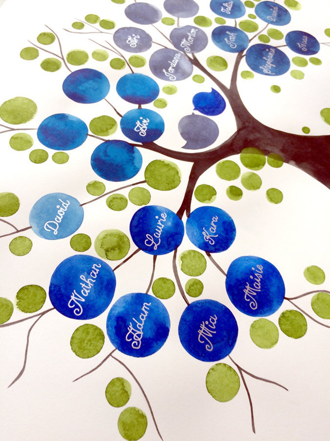 Ancestry Custom Tree Original Painting Silver or Gold Pigment Colors ...