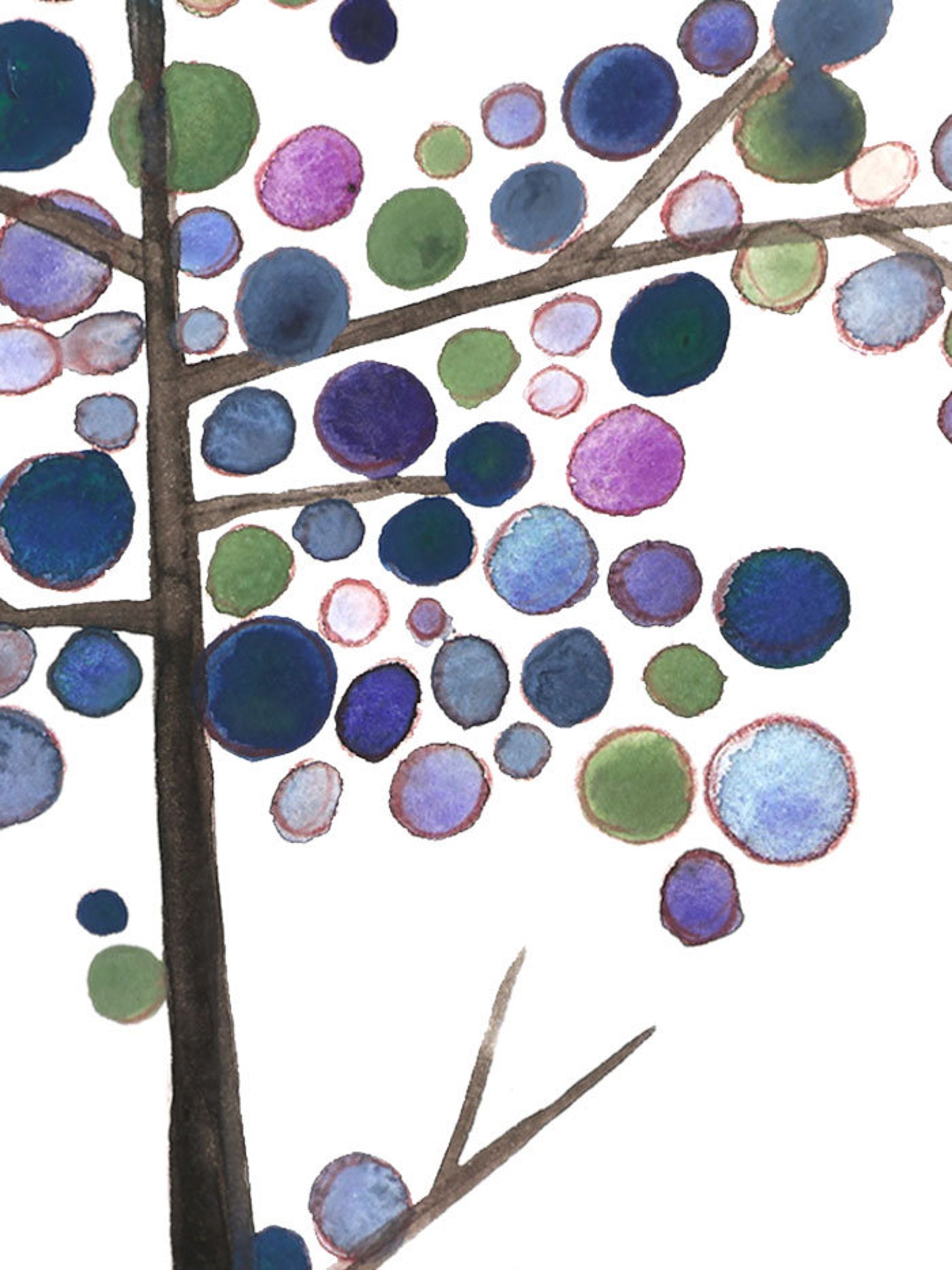 MUSTARD Tree With LOVE BIRDS Watercolor Print | Etsy