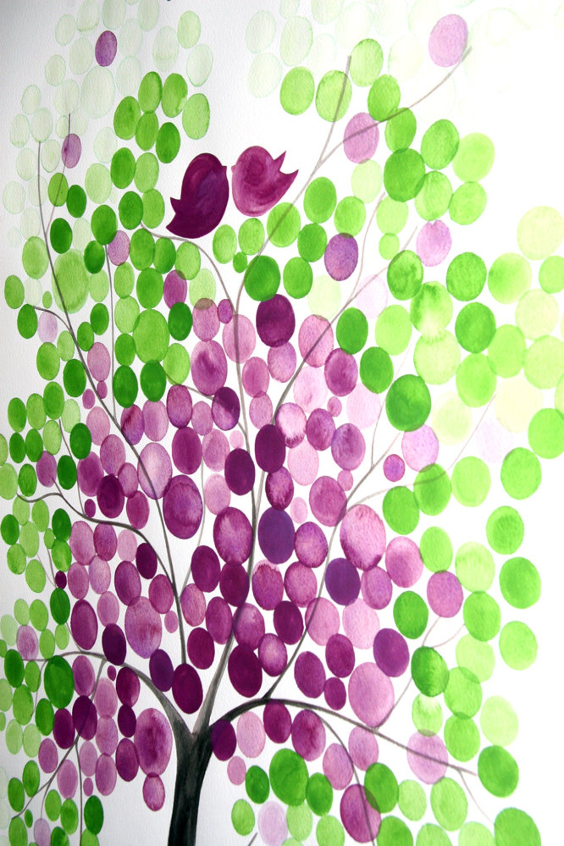 Custom Wedding Guest Book Tree Extra Large Watercolor Painting - Etsy