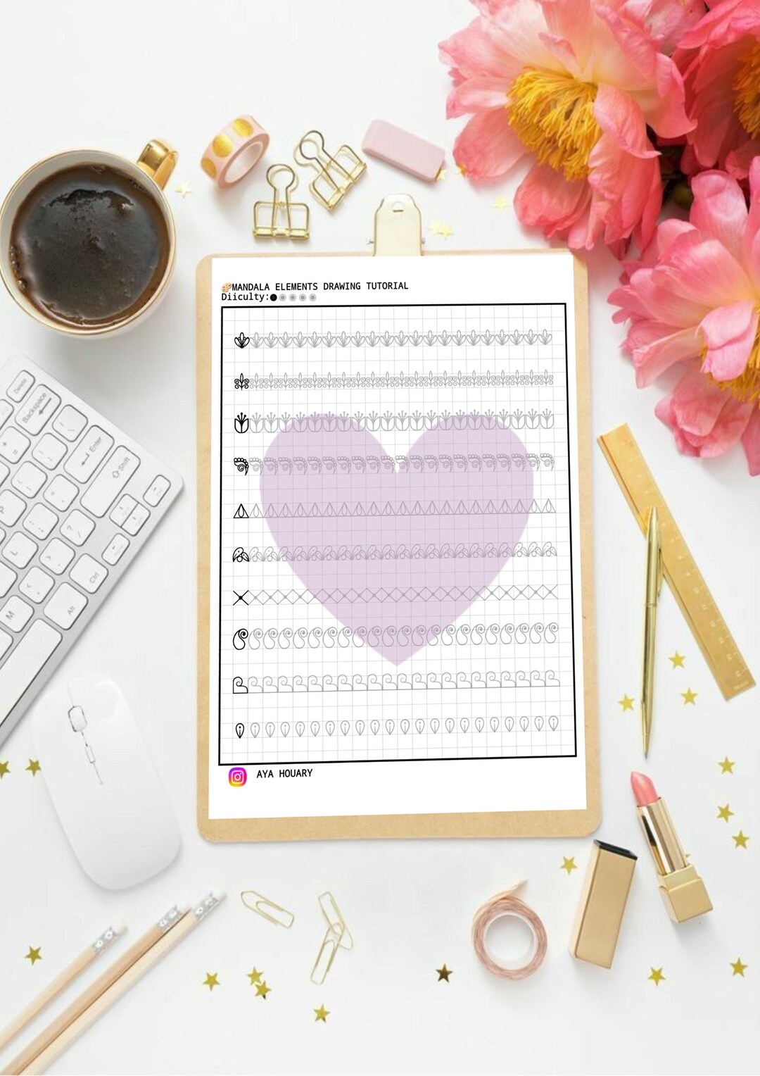 50 Mandala Element Patterns Step by Step Drawing Guide | Printable and ...