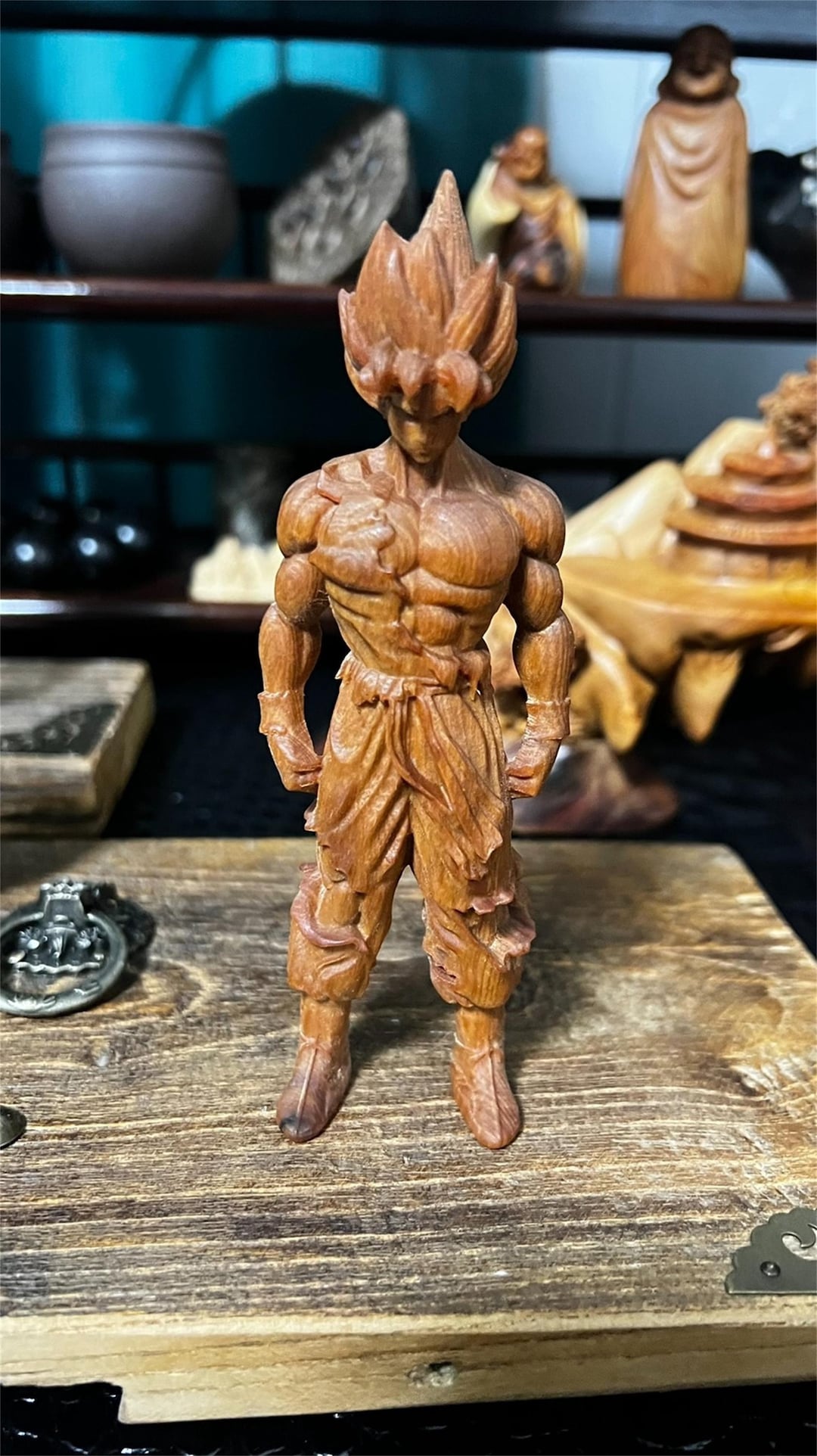Handcrafted Japanese Wooden Cartoon Figurine - Unique Carved Art - Etsy