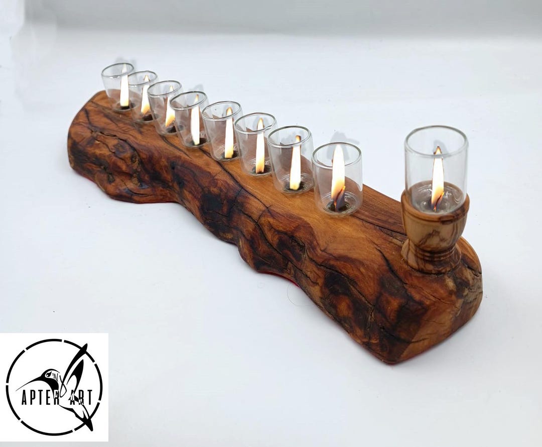 Handmade Olive Wood Menorah Hanukkah. Special Chanukah, Judaica Menorah ...