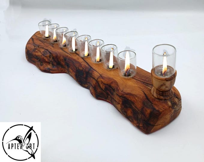 Handmade Olive Wood Menorah Hanukkah. Special Chanukah, Judaica Menorah ...