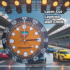 Laser Cut Wall Clock Inspired by Tag Heuer Formula 1 Watch Mclaren ...