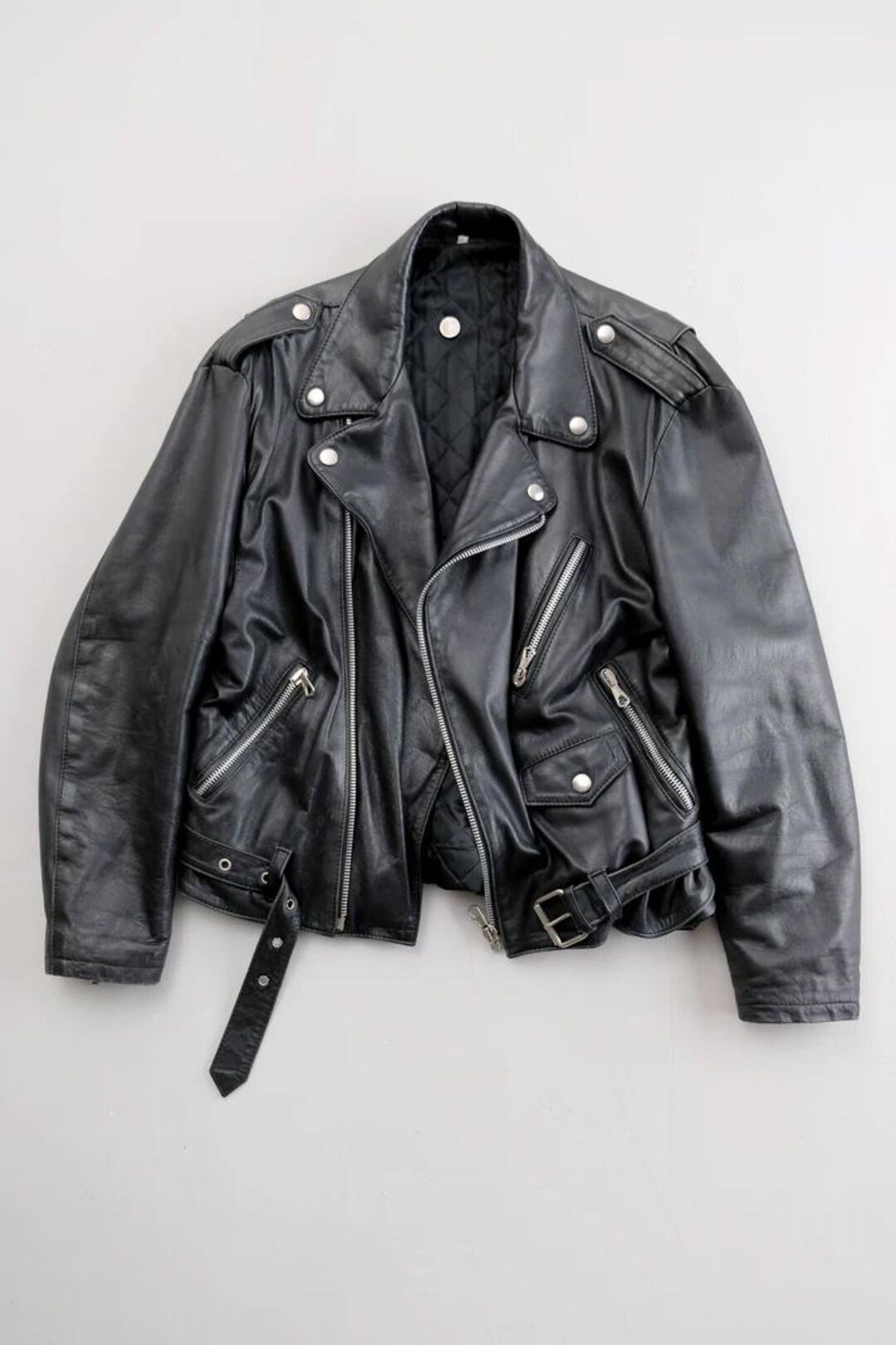 Leather Jacket Perfecto Style Made in Italy - Etsy