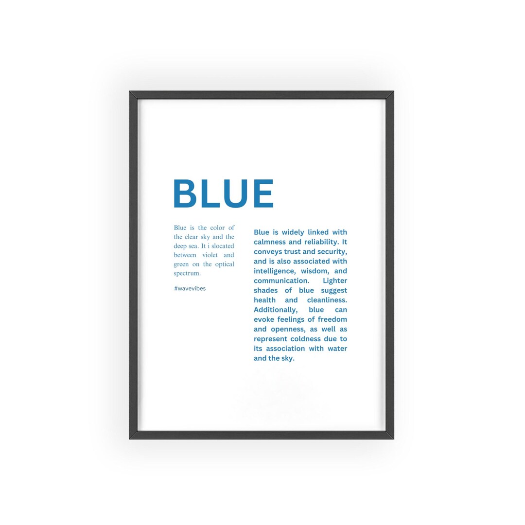 Blue Typography Print Posters With Wooden Frame, Ocean, Sky, Sea Quote ...