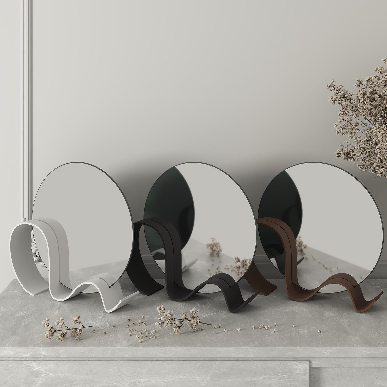 Decorative Bohemian Table and Makeup Mirror Minimalistic Amorphous ...