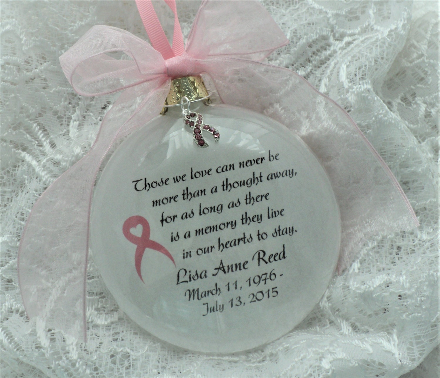 Breast Cancer Ornament Memorial In Memory Those We Love Can | Etsy
