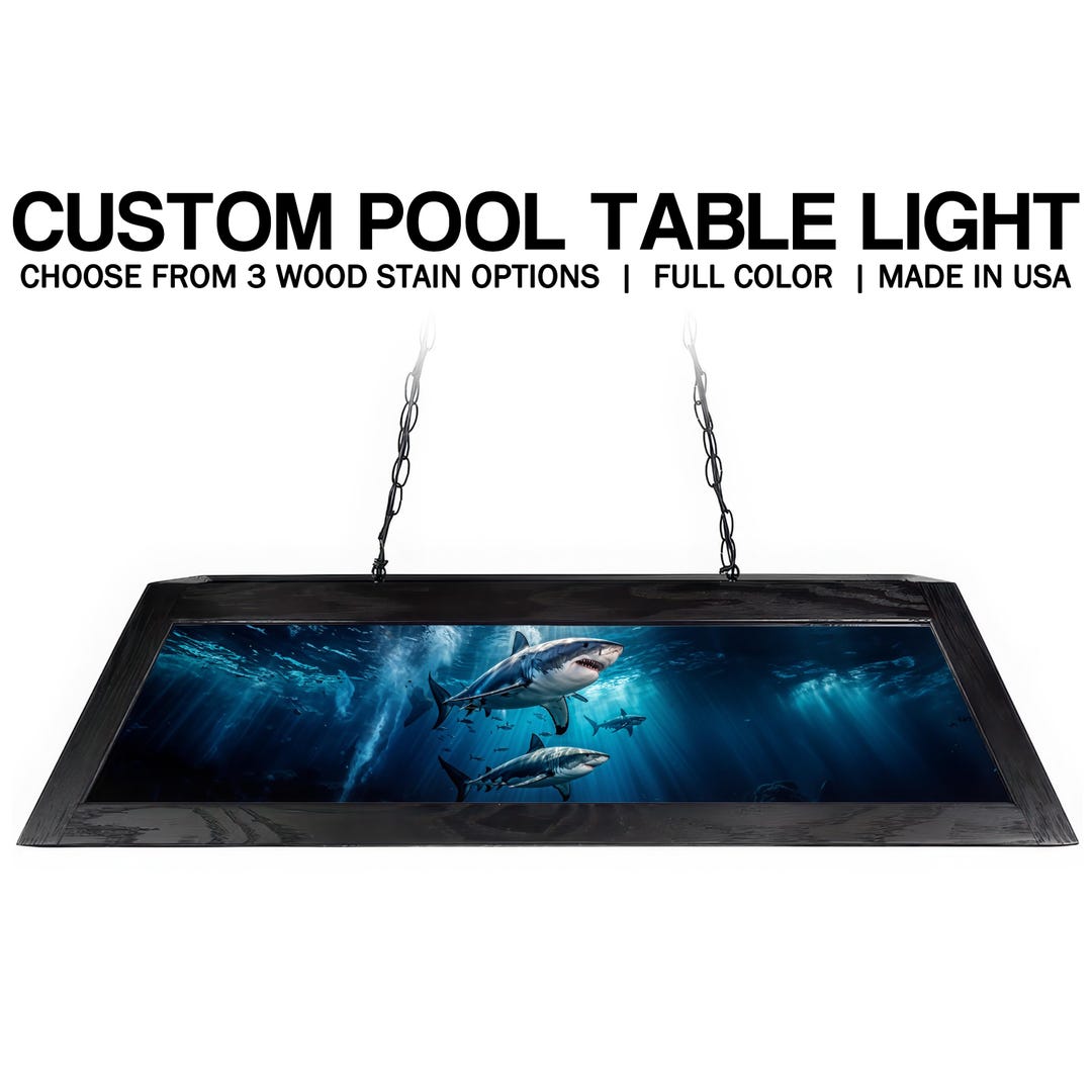 Great White Shark 42" Pool Table Light - Unique Game Room Idea - MADE ...
