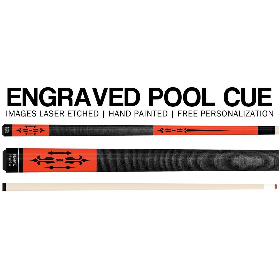 Forged Etched Series ET04 Custom Engraved Orange Pool Cue – Black - Etsy
