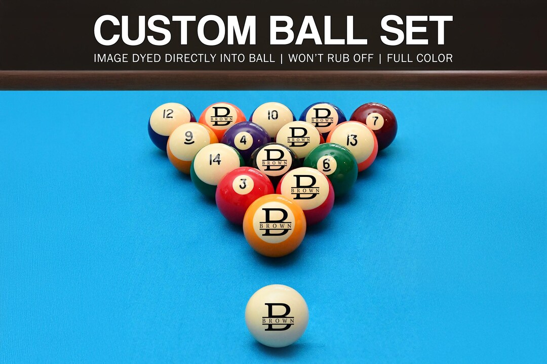 Custom Last Name Monogrammed Pool Ball Set – Personalized Billiard Ball ...