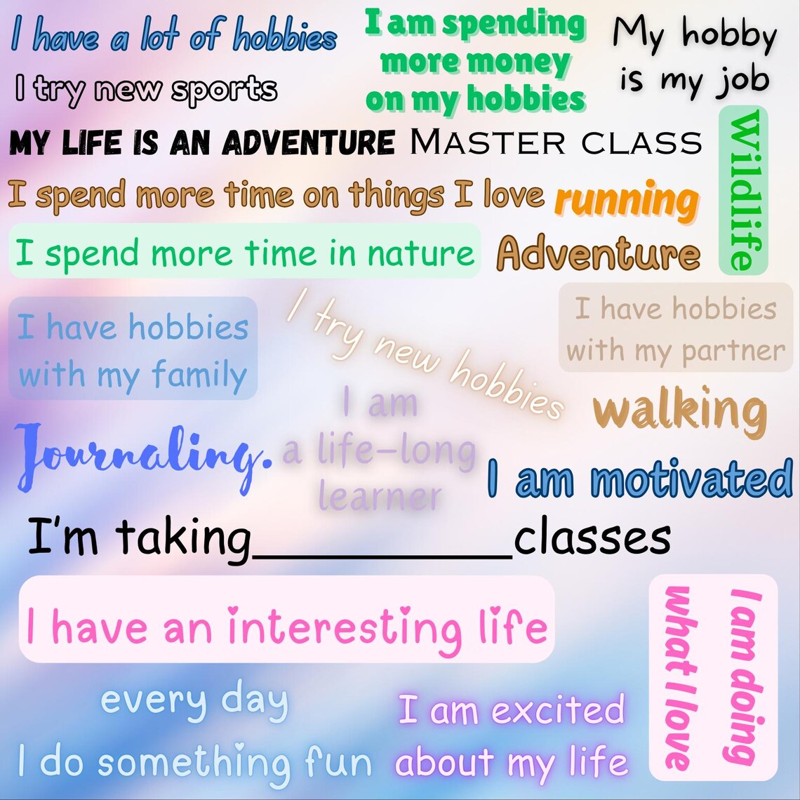 Hobbies. Vision Board Kit 2026: Printable Affirmations & Pictures (PDF ...