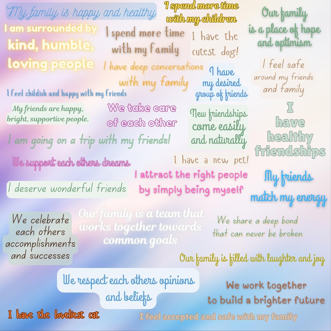 Family & Friends. Vision Board Kit 2026: Printable Affirmations and ...