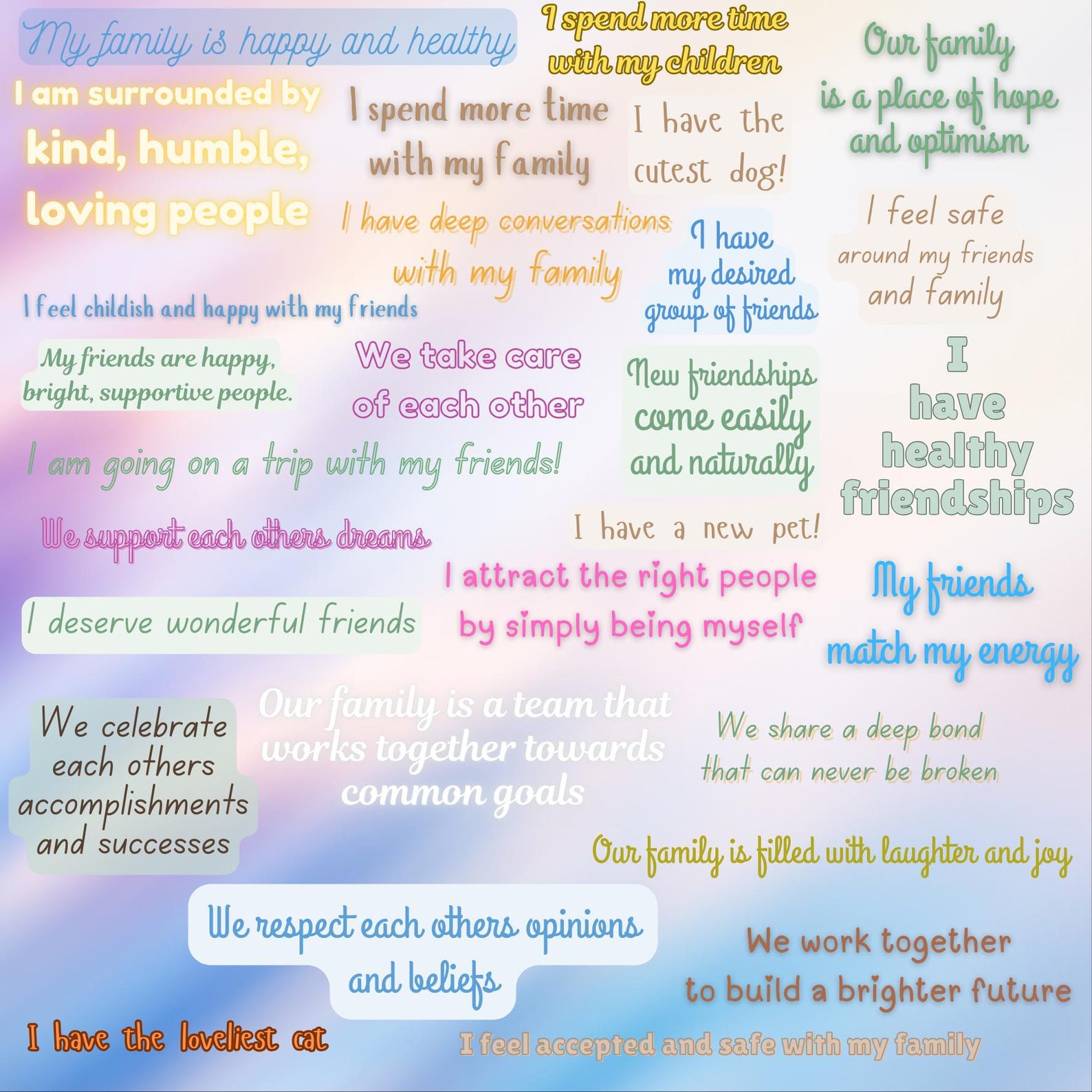 Family & Friends. Vision Board Kit 2026: Printable Affirmations and ...
