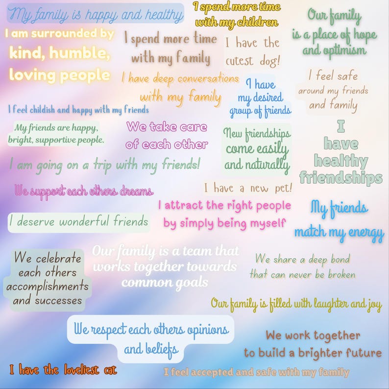 Family & Friends. Vision Board Kit 2026: Printable Affirmations and ...