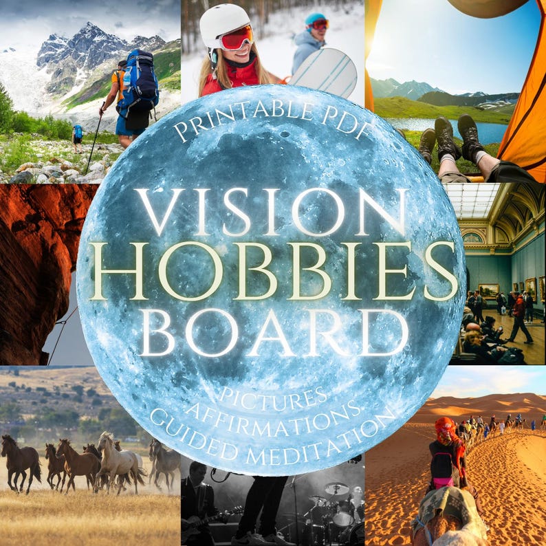 Hobbies. Vision Board Kit 2026: Printable Affirmations & Pictures (PDF ...